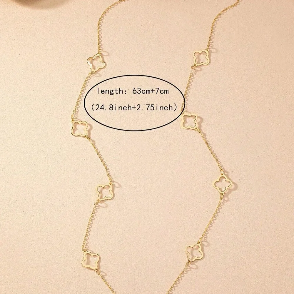 Jewelry | Yellow Gold Womens One Hollow Out Clover Pendant Long Chain ...